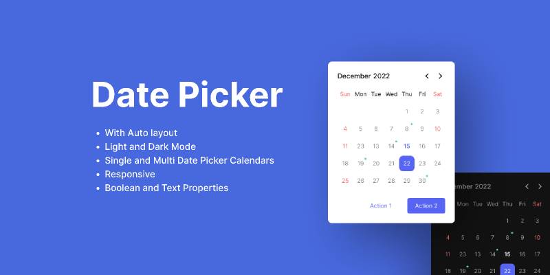 Date Picker and Calendar - Figma UI Kit | UI4Free