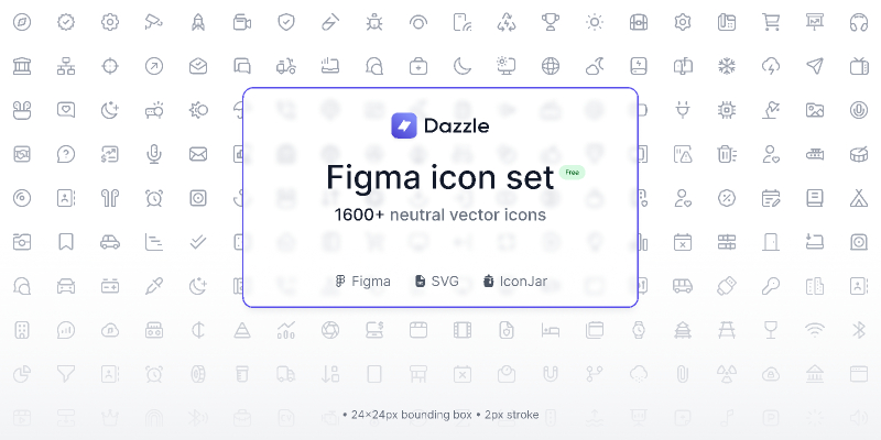 Dazzle-UI Icon library - 1,600+ for Figma (v1.1) | UI4Free