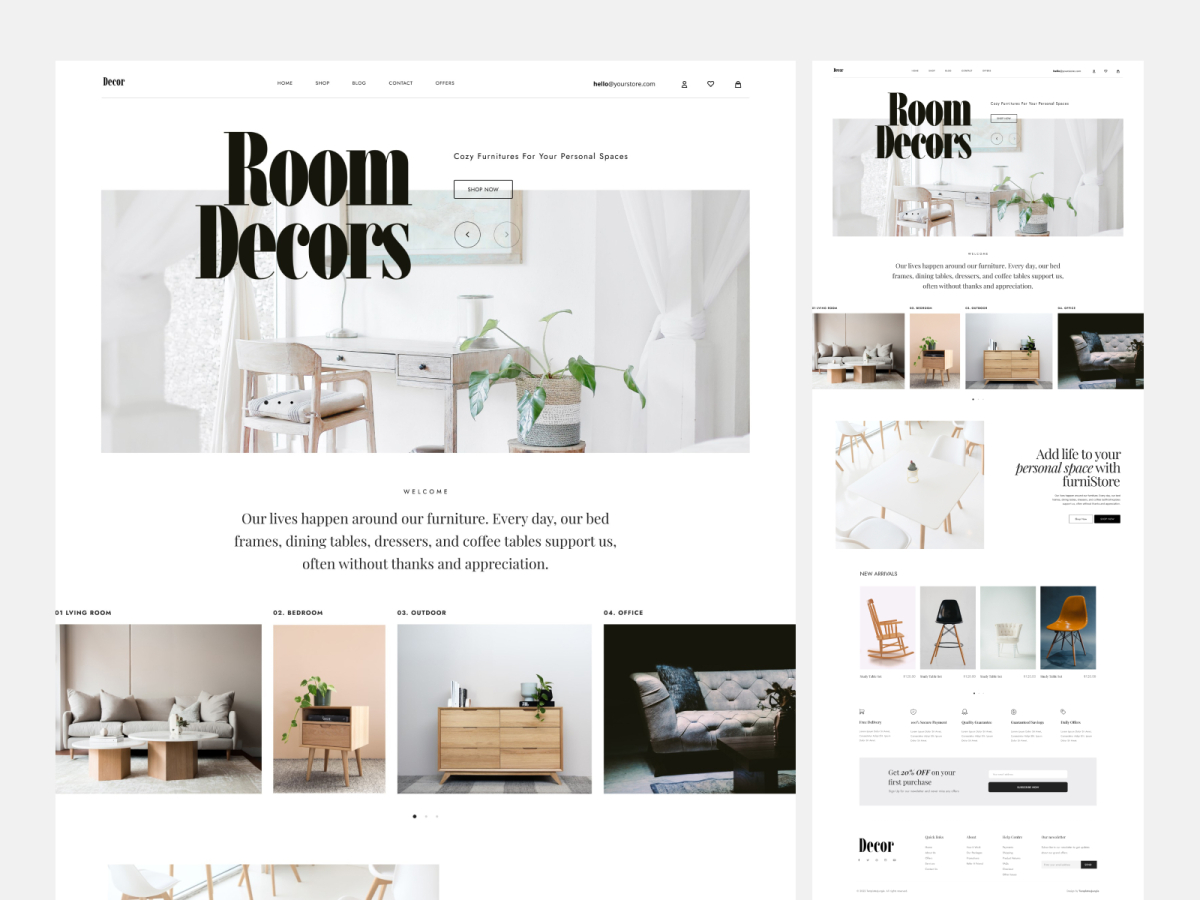 Decor – Free Furniture Store eCommerce Figma Website Design Template ...