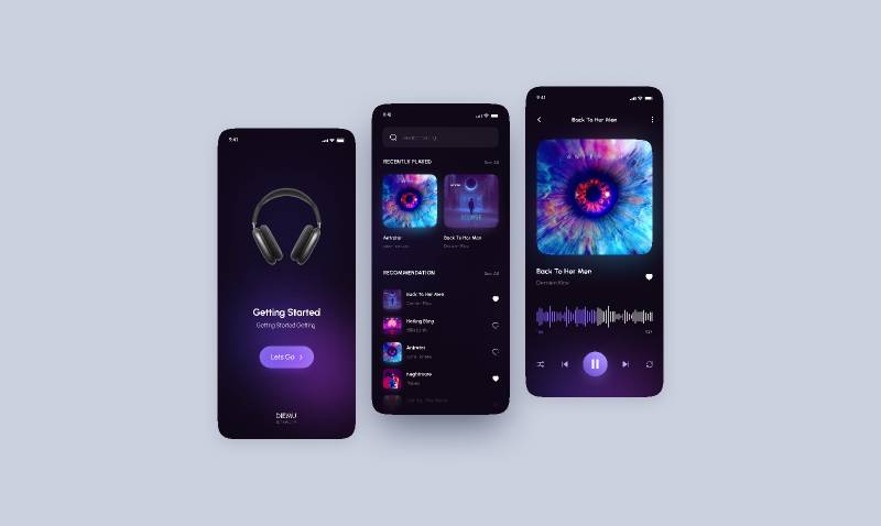 DIEMU Music Player Figma Mobile Template | UI4Free