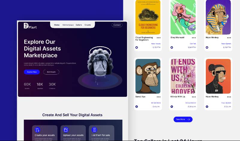 Digital Assets Marketplace Figma Website Template | UI4Free