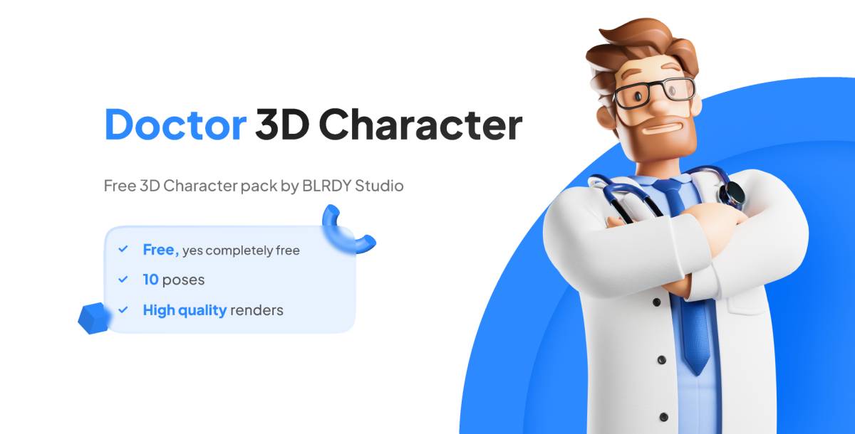 Doctor 3D Character Figma Template | UI4Free
