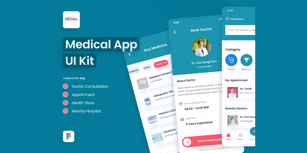 Doctor App Community Figma Template | UI4Free