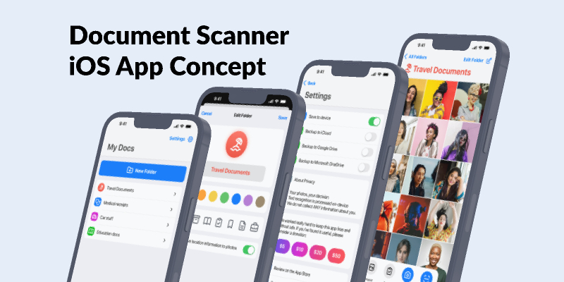 Document Scanning iOS App Concept Figma Mobile Template | UI4Free