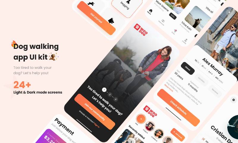 Dog Walking App UI Kit | UI4Free Dog Walking App UI Kit | UI4Free