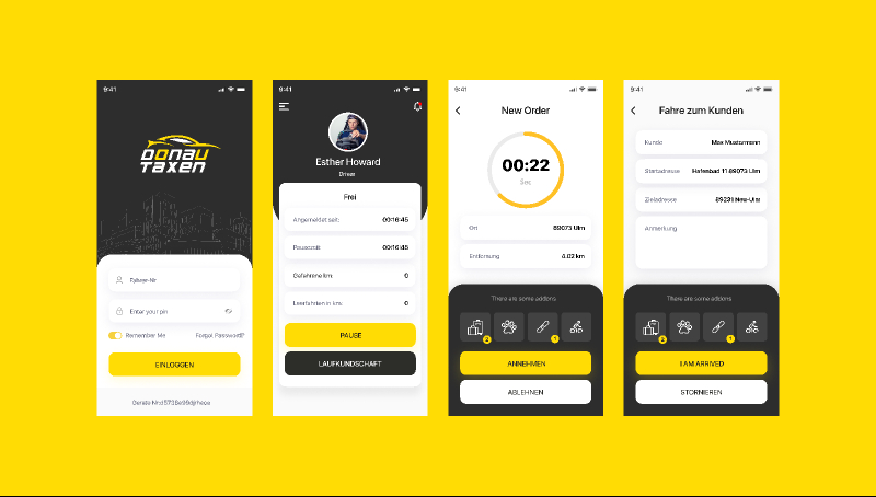 Donau Taxen Driver App Figma Template | UI4Free