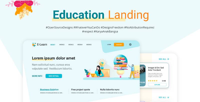 E-learning Education Landing Page Figma Website Template | UI4Free