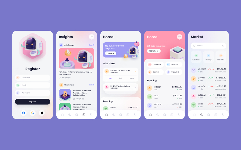 E-Robo Wallet – Crypto iOS UI Kit Figma Mobile Template | UI4Free