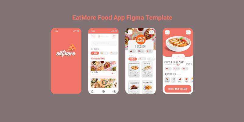 EatMore Food App Figma Template | UI4Free