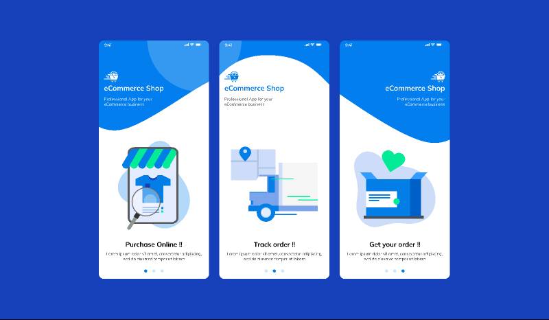 eCommerce Onboarding Screens Figma Mobile Template | UI4Free