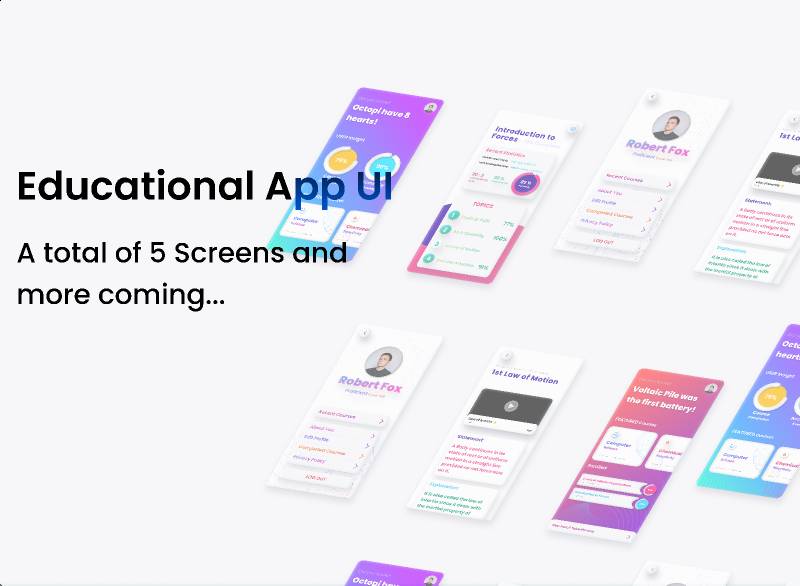 Educational App UI figma mobile app | UI4Free
