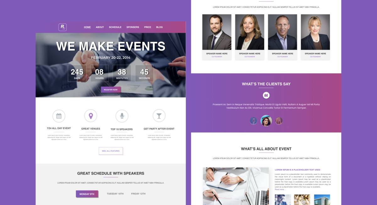 Event management System Landing Page | UI4Free