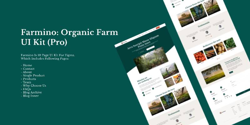 Farmino Organic Farm Figma Website UI kit | UI4Free