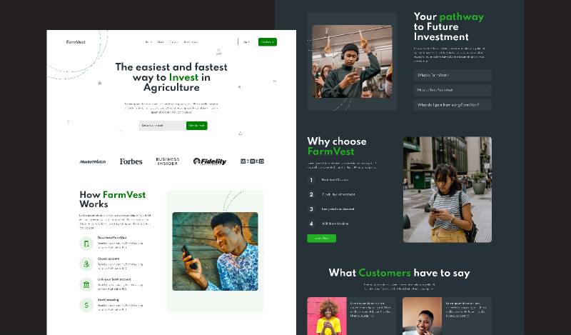 FarmVest Farm Figma Landing Page Template | UI4Free