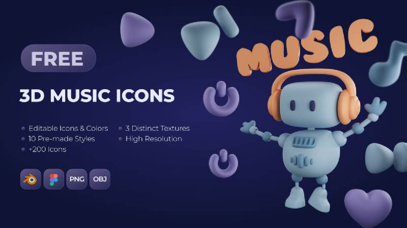 Figma 3D Music Icon pack | UI4Free