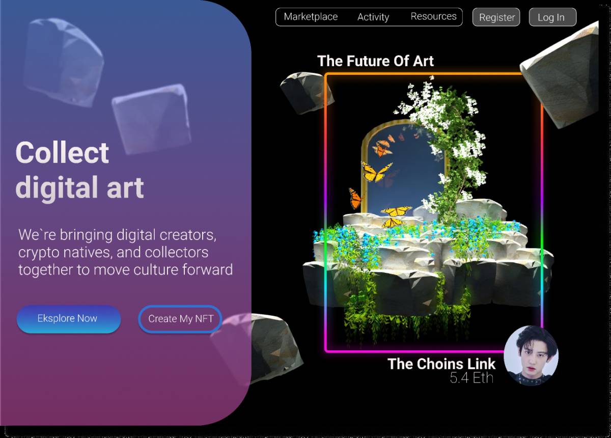 Figma 3D Rock Space for Nft site | UI4Free