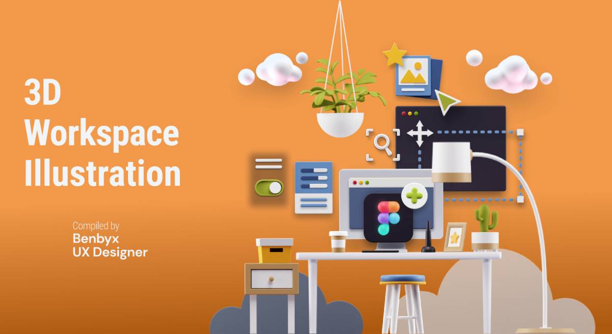 Figma 3D Workspace Illustrations Free Download | UI4Free