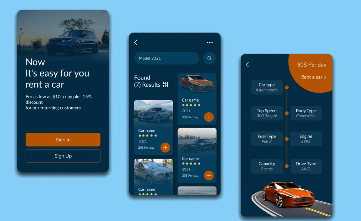 Figma App Car Template | UI4Free