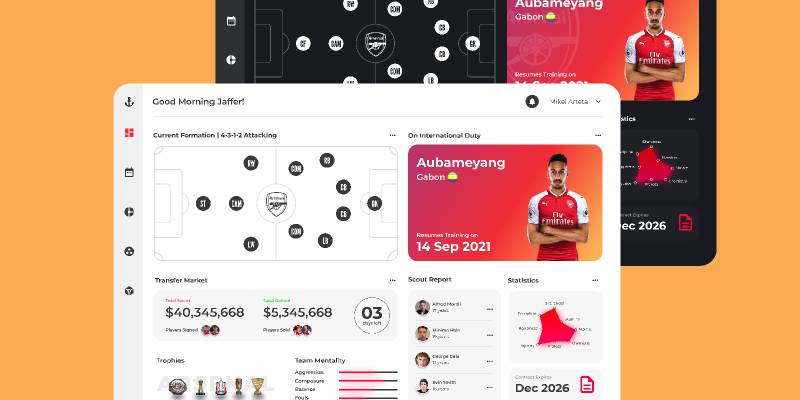 Figma Arsenal Manager Dashboard Free Download | UI4Free