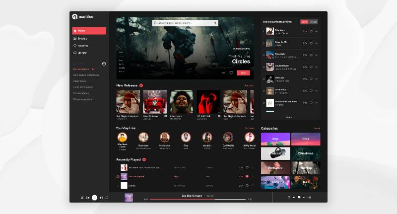 Figma Auditica Responsive Music Web App | UI4Free
