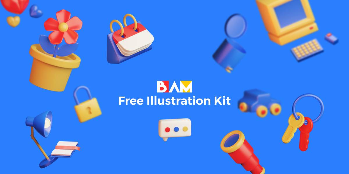 Figma BAM 3D illustration Kit | UI4Free