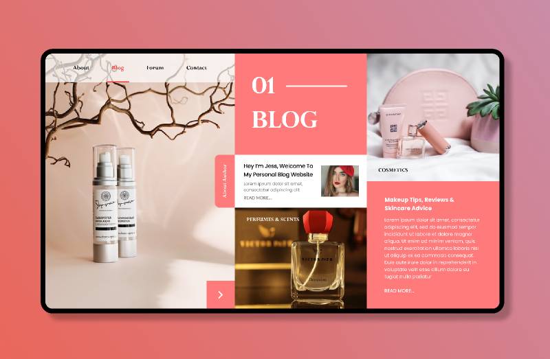 Figma Beauty Blog website Personal blogging Site | UI4Free