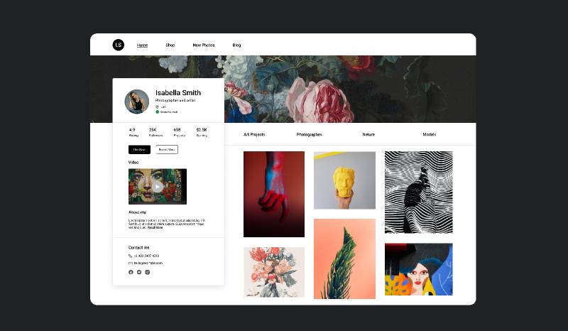 Figma Behance Freelancer Portfolio | UI4Free