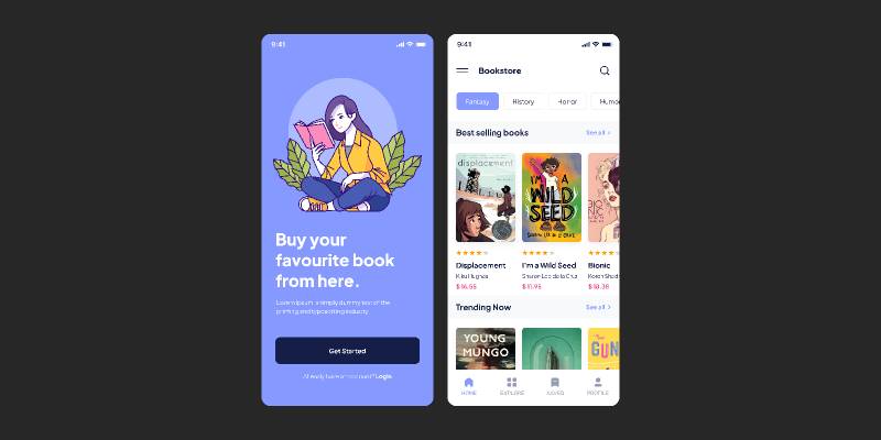 Figma Book Store Mobile App | UI4Free
