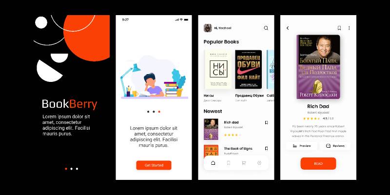Figma BookBerry Book Mobile App Full Design | UI4Free