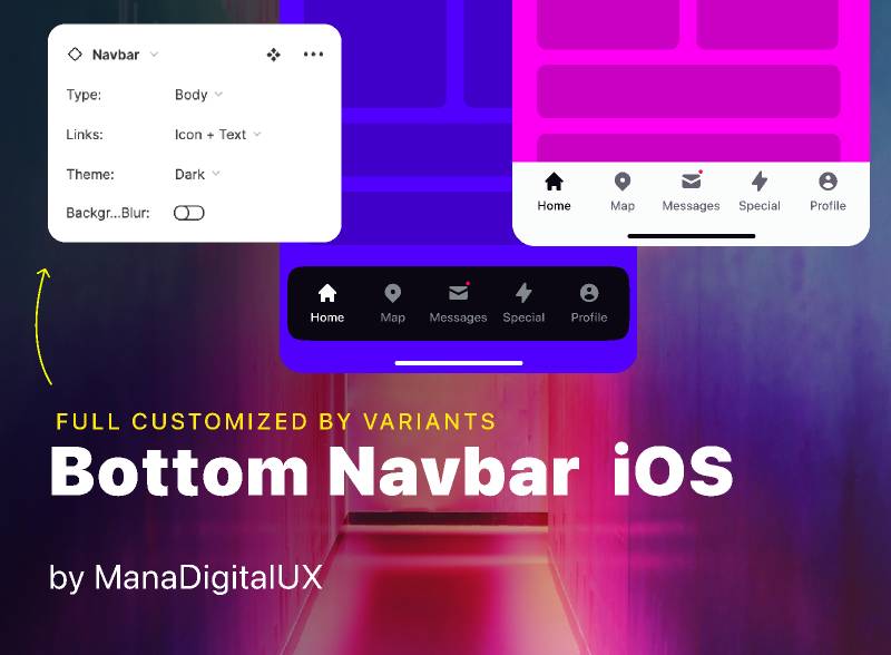 Figma Bottom Navbar iOS Component | UI4Free Figma Bottom Navbar iOS Component | UI4Free