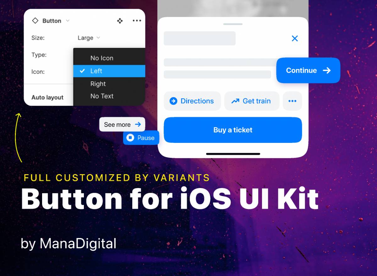 Figma Button component for IOS UI Kit | UI4Free