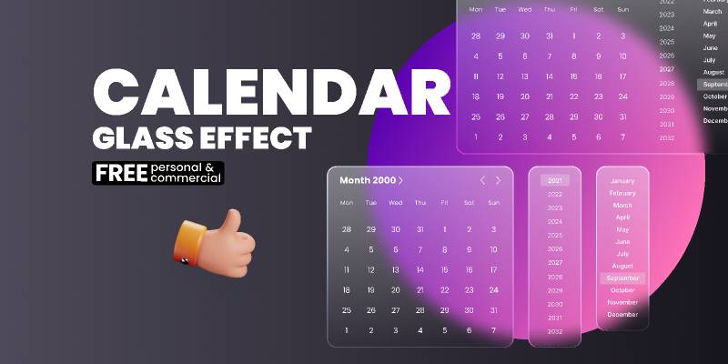 Figma Calendar Glass Effect | UI4Free