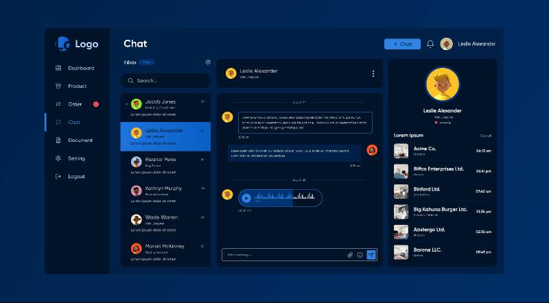 Figma Chat Dashboard Ui | UI4Free