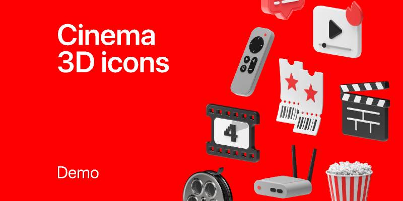 Figma Cinema 3D icons Demo | UI4Free