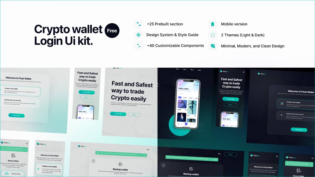 Figma Crypto wallet Login Ui kit | UI4Free