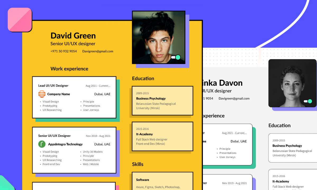 Figma CV-Template Resume Template | UI4Free