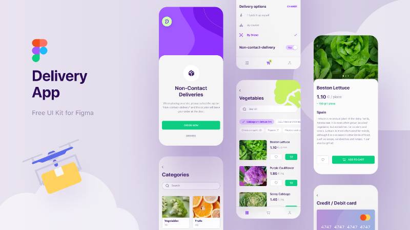 Figma Delivery App UI Kit Template | UI4Free