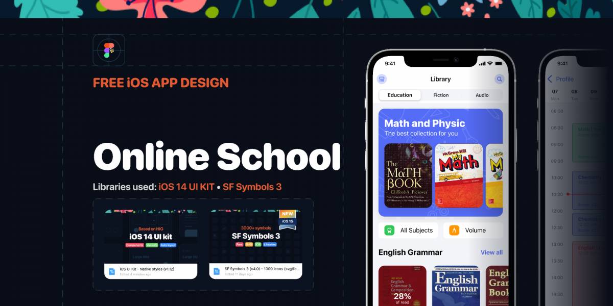 Figma Design Online School - iOS app Design | UI4Free