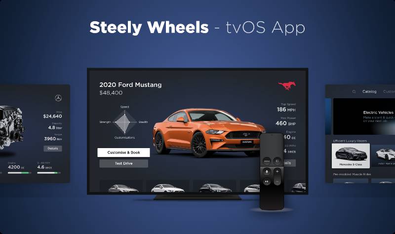 Figma Design Steely Wheels - tvOS App | UI4Free