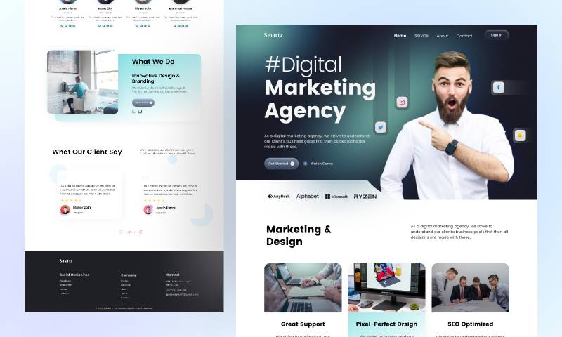Figma Digital Agency Landing Page Design | UI4Free