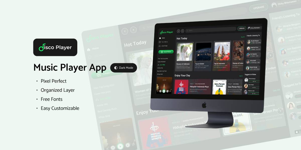Figma Disco Player - Music Player App | UI4Free