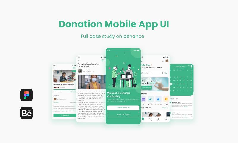 Figma Donation app UI Template | UI4Free