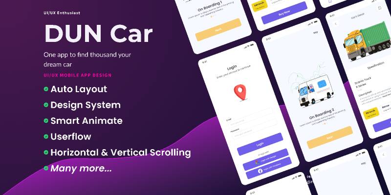 Figma Duncar Find Car App Design | UI4Free