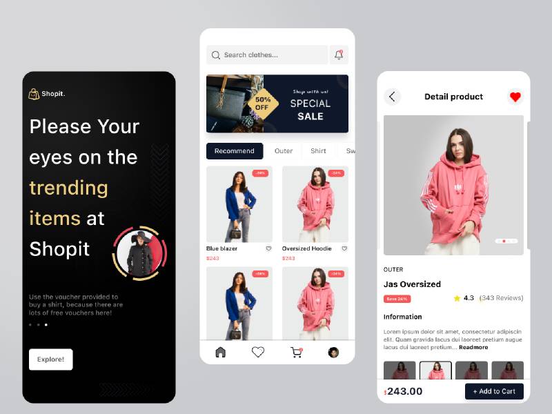 Figma E commerce Mobile App | UI4Free
