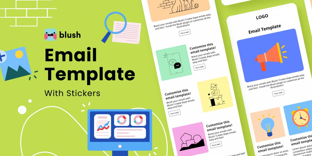 Figma Email Template with Stickers | UI4Free