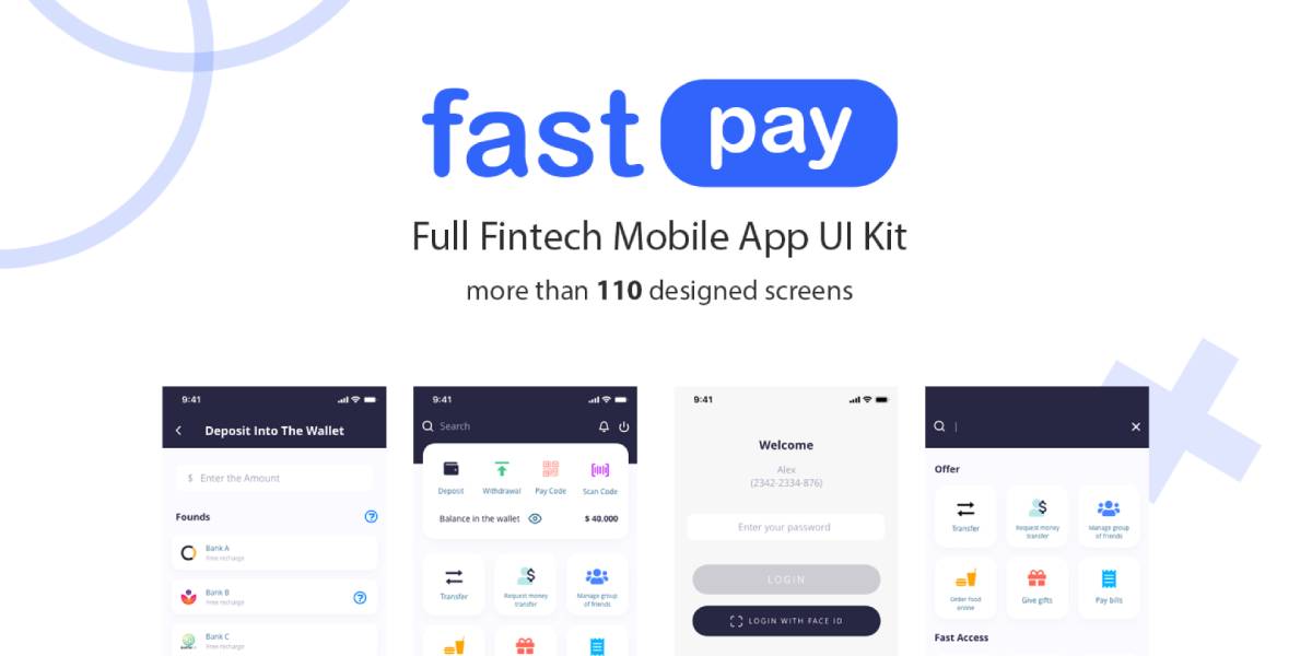 Figma FastPay A Fintech App UI Kit | UI4Free Figma FastPay A Fintech App UI Kit | UI4Free