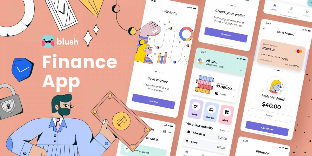 Figma Finance App with Illustrations | UI4Free