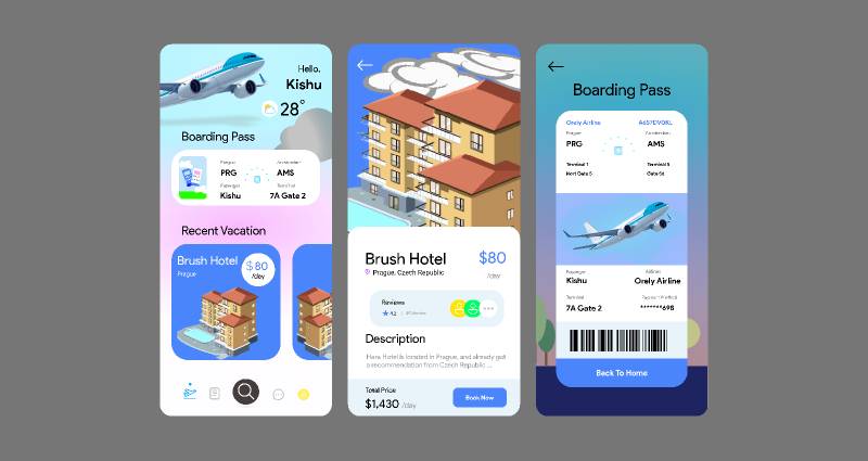 Figma flight booking app | UI4Free