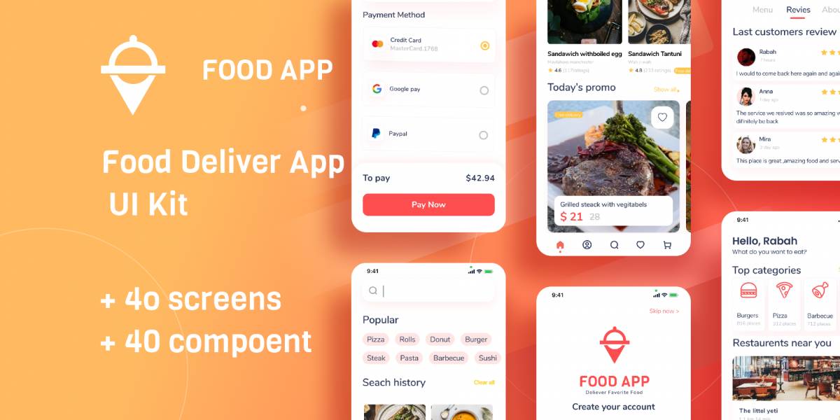 Figma Food delivery app UI Kit Free Download | UI4Free