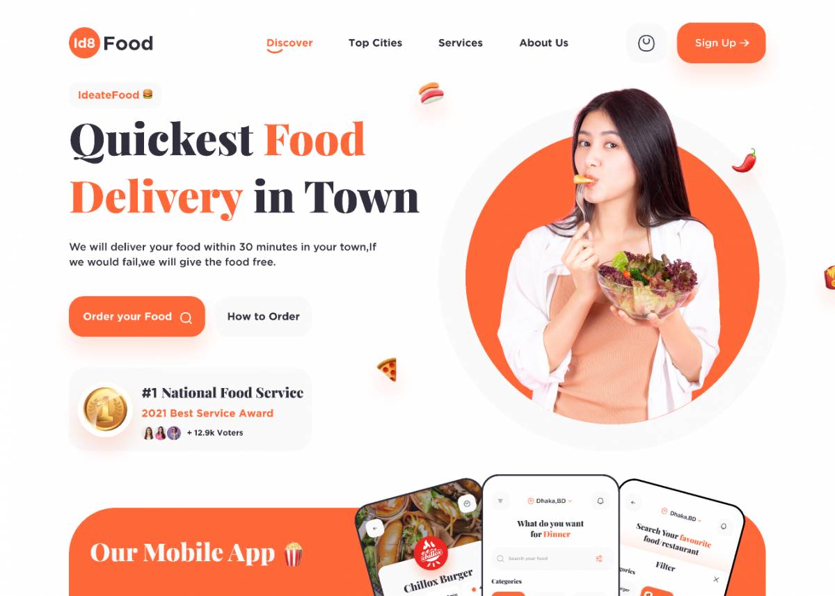 Figma Food Landing page Free Download | UI4Free